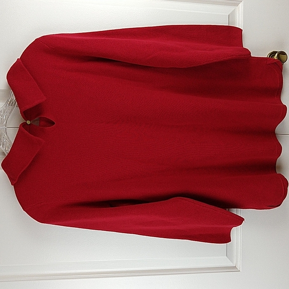 Talbots | Sweaters | Talbots Red Knit Sabrina Roll Collar 34 Sleeve ...